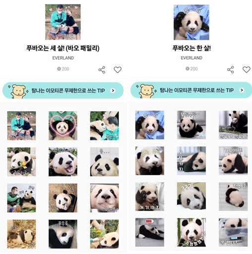 푸바오 카톡 이모티콘 1·2위 등극